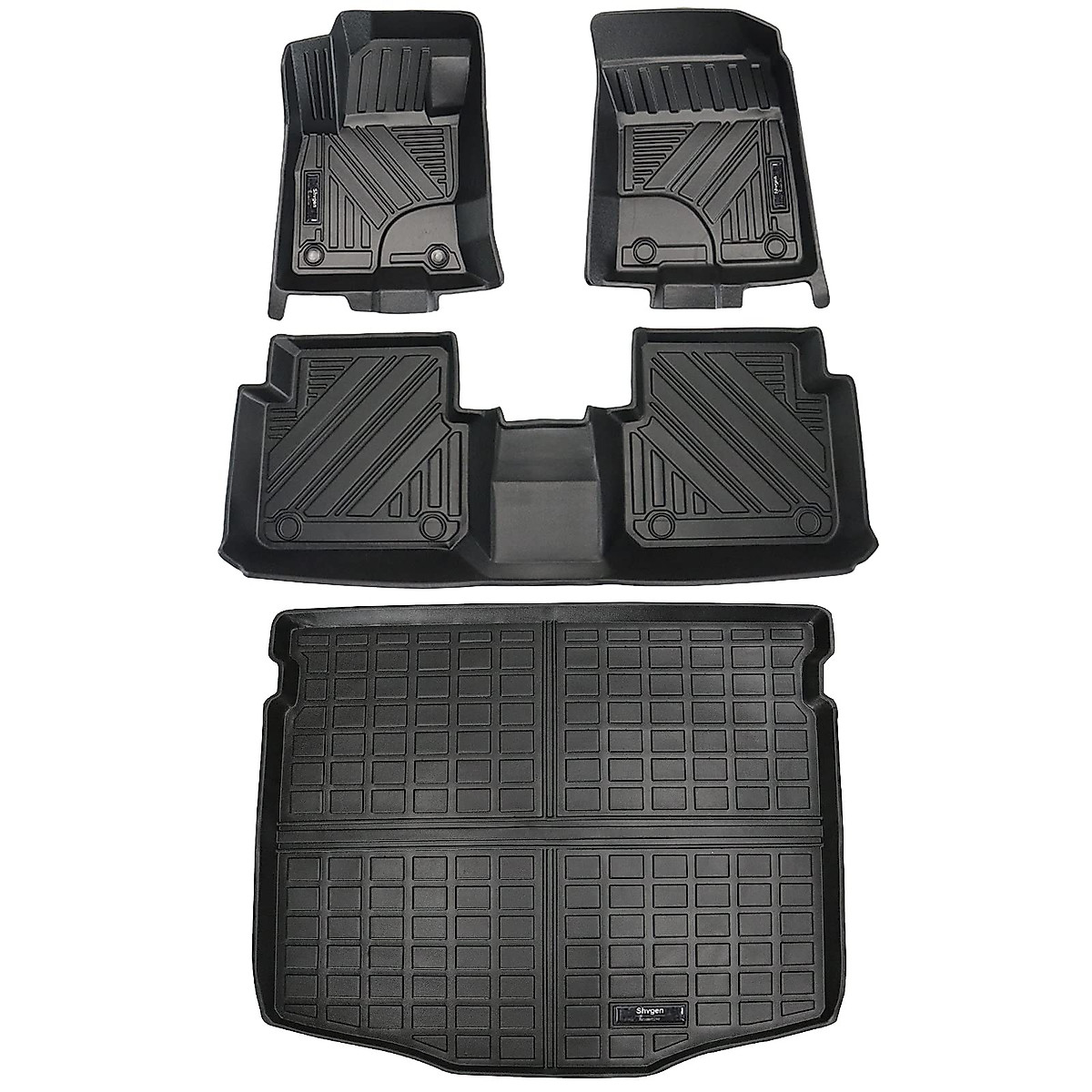 Car Floor Mats 2 Rows and Cargo Liner Set Black Compatible for 2020 2021 2022 2023 2024 Ford Escape All-Weather Rubber Mat Protection Black