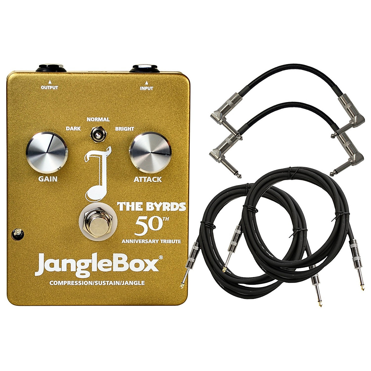 Janglebox The Byrds 50th Anniversary Gold Jangle Box Pedal w/ 4 Cables