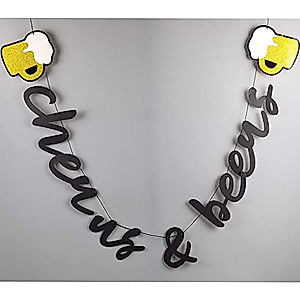 YiiiGoood Interchangeable Numbers Cheers & Beers to Any Age Banner Cursive Banner Beer Birthday Sign Happy Birthday Anniversary Bunting Party Decorations