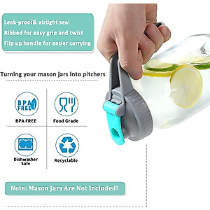 2 Pack Regular Mouth Mason Jar Lids Flip Cap with Handle for Regular Mouth Ball Mason Jar, Airtight & Leak-proof Seal, Turns your Mason Jar into Pitcher (Jars Not Included)
