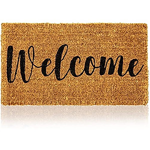 Juvale Natural Coir Doormat, Welcome Mats for Front Door, Outdoor Entry (16x29 in)