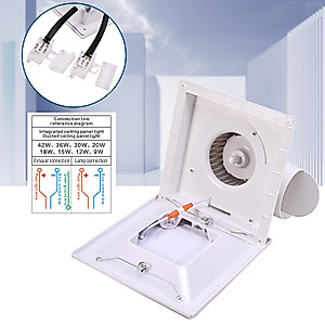 FEITON Square Bathroom Exhaust Fan with LED Light, 110 CFM 30W 4 Inch Duct, 110-220V 1.0 Sones Quiet Bathroom Ventilation Fan Light Combo Ceiling Mount