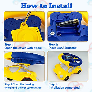 KalaDuck Toddler Steering Wheel Toy, Baby Simulated Car Driving Musical Toys with Multiple Sounds, Learning Rotatable Car Toys for Preschool Kids Boys and Girls Ages 3+