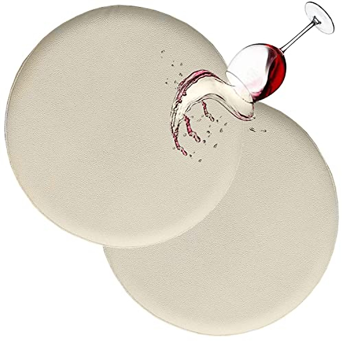 HFCNMY Stool Covers Round, 2 Pack Waterproof PU Round Bar Stool Covers with Elastic Bands Bar Chair Covers Bar Stool Seat Covers Washable Stool Cushion Slipcover for 13-14 Inch Chair(Beige)