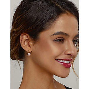 18K Gold Plated Akoya Pearl Earrings Dangle Drop 8.5-9mm Pearl 925 Sterling Silver Fine Jewelry for Women