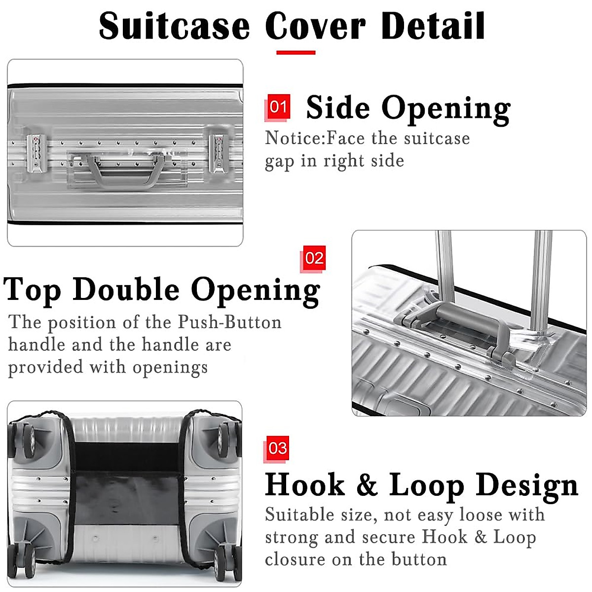 Yuppies Clear PVC Suitcase Cover, Protective Luggage Cover for 24 inch Wheeled Suitcase (24inch (16.2" L x 10.6" W x 21.5" H))