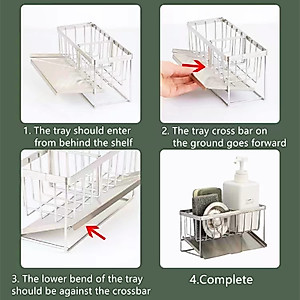 Xana Adjustable Partition Kitchen Sponge Holder for Sink,sink scrubber holder,Kitchen Sponge Holder for Dish Rags Brush Soap Scrubber,soap holder kitchen,dish soap holder