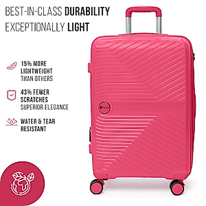 Feelway Travel 3-Piece Hard Side Luggage Set Durable, Expandable Design with 360° Double Spinner Wheels, TSA Lock, Telescopic Handle, Secure Zipper (Pink, Set of 3 (20", 24", 28"))