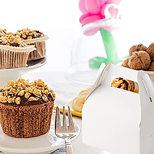 LEXININ 100 Pack White Favor Treat Boxes, 4.5 x 3 x 5.5 Inch Gable Paper Gift Boxes, Gable Treat Goodie Boxes for Birthday Weddings Party Decoration Supplies