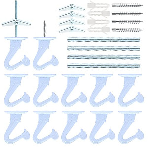 Rierdge 12 Sets Small Open Loop Swag Hook White, Vintage Swag Hook for Ceiling Hanging Plants Chandelier Light with Two Different Installation Hardware