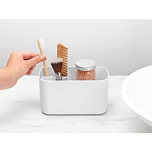 Brabantia Renew Bathroom Caddy (White) - Compartments for Toothbrushes, Toothpaste, Soap etc - Nonslip Base and Drainage Holes