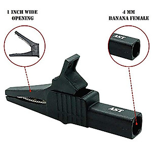 AST Labs Large Insulated Alligator Clip Banana Plug (2 pair (Black, Red))