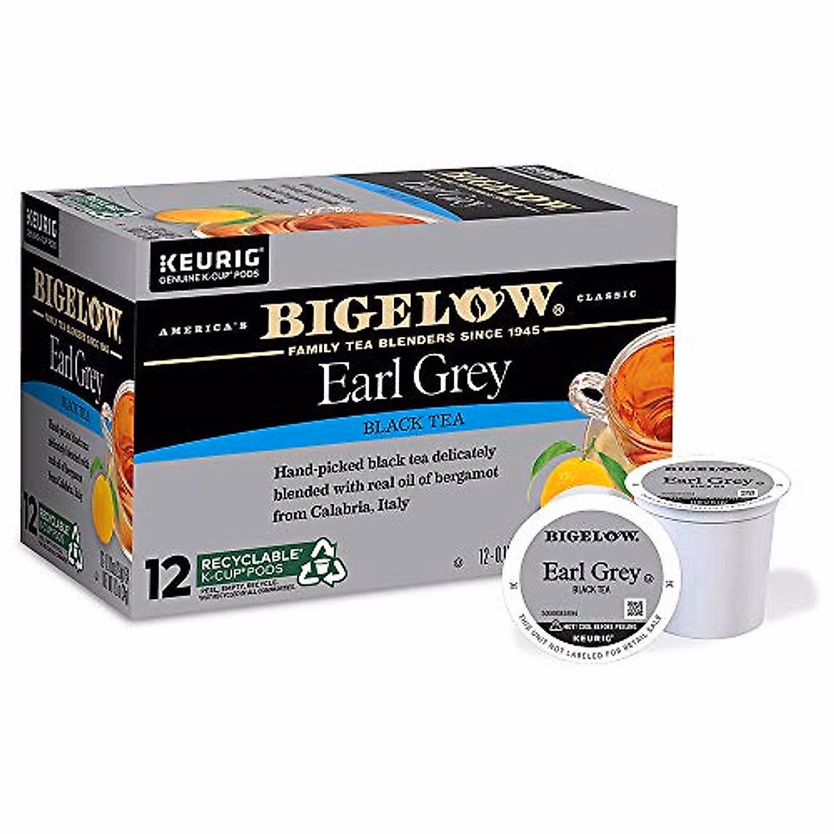 Bigelow Tea Earl Grey Keurig K-Cup Pods Black Tea, Caffeinated, 12 Count (Pack of 6), 72 Total K-Cup Pods