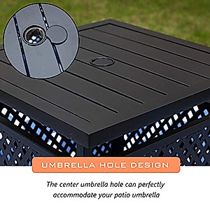 LOKATSE HOME Patio Umbrella Side Table Stand Steel with 1.57" Hole Outdoor Coffee Bistro Deck Garden Pool, Black