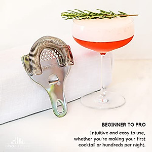 A Bar Above Hawthorne Strainer for Cocktails – Bar Strainer Cocktail w/High Density Spring – Mirrored Stainless Steel Finish Drink Strainer - Cocktail Strainer for Boston Shakers & Mixing Glasses