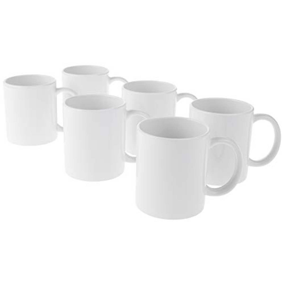 Cricut Beveled Blank, Ceramic-Coated, Dishwasher & Microwave Safe Mug to Decorate, Mug Press & Infusible Ink Compatible,12 Oz Sublimation, Ideal for Crafts and Printing, 6 Count, White