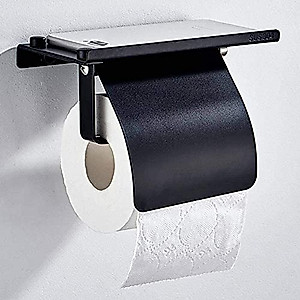 Wall Mounted Toilet Paper Holder with Shelf, No Drilling Stainless Steel Toilet Roll Holder for Bathroom Kitchen Restaurant Toilet Paper Holder