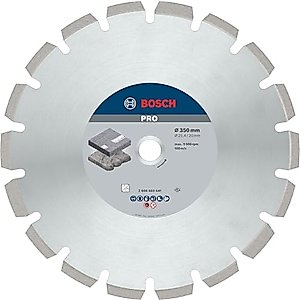 Bosch 2608603641 Diamond Cutting Disc for Asphalt, 0 V, Silver/Grey, 350 x 20 x 25.40 x 3.2 x 12 mm