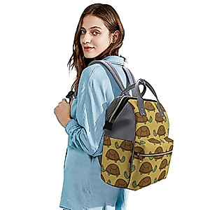 Turtle Pattern Diaper Bag Backpack Large Capacity Mommy Bags Multifunction Nappy Bag Travel Back Pack Gray-Style