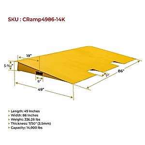 Mytee Products 49"x86" Heavy Duty Shipping Container Loading Ramps, 14,000 Lbs Capacity - Forklift Compatible Cargo Container Ramp for Loading & Unloading - Made with HD 10 Gauge Steel