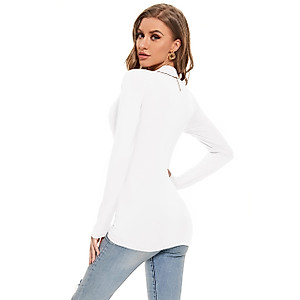 Women's Long Sleeve Turtleneck Layering Tops Classic Mock Neck Slim Fitted Undershirts White X-Large