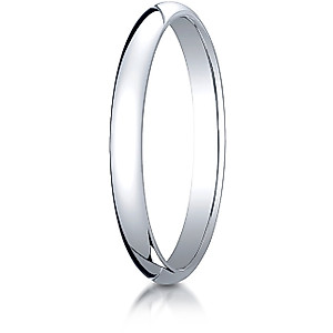 BANVARI Benchmark Platinum 2.5mm Slightly Domed Traditional Oval Wedding Band Ring, Size 5.5