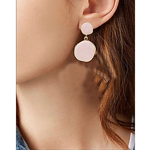 Flairs New York Marble Drop Dangle Earrings Set (Baby Pink Marble, Pack of 1 Pair)