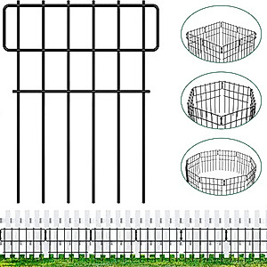 Animal Barrier Dog Fence Outdoor - 10 Pack No Dig Fence for Dogs Rabbit Pet Outside Use, Garden Fence Animal Barrier Fence, Metal Fencing Panel, 17 in(H) X 10.83 Ft(L)