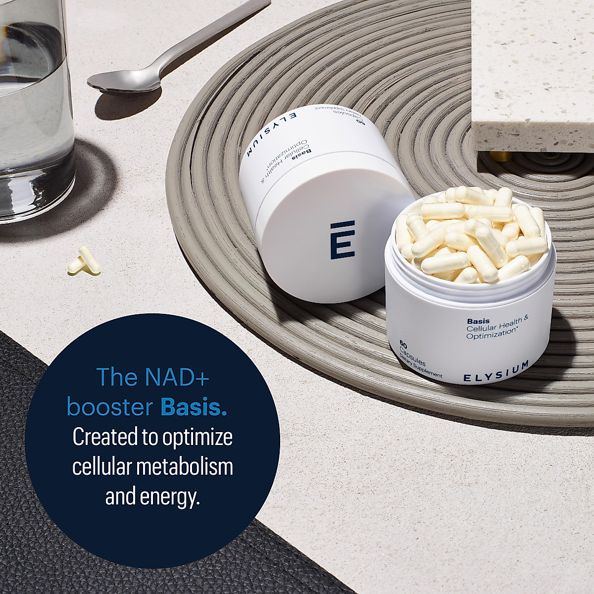 ELYSIUM Basis NAD Plus Supplement 30 Servings - with Nicotinamide Riboside 250mg and Pterostilbene 50mg - Healthy Aging Supplement & Cellular Energy