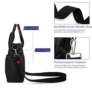 ROYALFAIR Diaper Bag Tote Bag for Toddler Mommy Messenger Tote Diaper Bags Purse with Stroller Hook (Medium,Black)