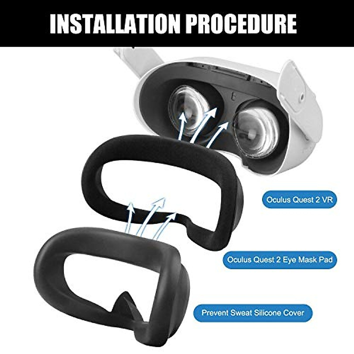 Eyglo Touch Controller Grip Cover & Face Silicone Cover for Oculus/Meta Quest 2,Anti-Throw,Sweatproof Protective Covers