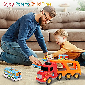 Nicmore Carrier Truck Toddler Toys Car: Toys for 2 3 4 Year Old Boy 5 in 1 Transport Toys for Kids Age 2-3 2-4 | 18 Months 2 Year Old Boy Girl Birthday Gifts