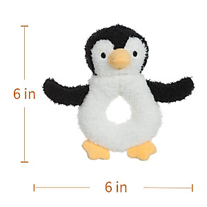 Apricot Lamb Baby Lovey Penguin Soft Rattle Toy, Plush Stuffed Animal for Newborn Soft Over 0 Months (Black Penguin, 6 Inches)