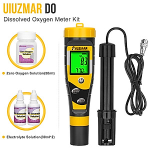 UIUZMAR Digital Dissolved Oxygen Meter Portable Dissolved Oxygen Test Kit with 3.6ft Electrode for Ponds Aquarium Aquaculture Do Meter for Water Fish Tank with Measuring Range 0.0‑40.0 Mg/L