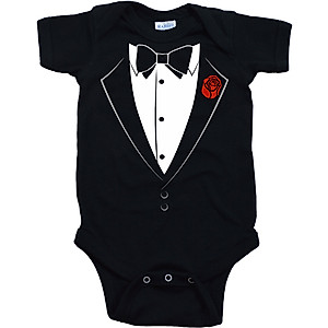 Ann Arbor T-shirt Co. Unisex Baby Tuxedo Baby Funny Infant Humor One Piece-6 Month Black