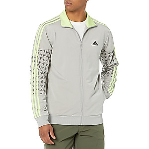 adidas Men's Warm-Up Tricot Regular Badge of Sport Track Jacket, Solid Grey, Large