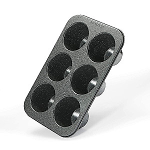 Monfish Jumbo Deep Muffin pan 6 cup large cupcake pan gray granite finish Carbon steel muffin tin 3.5x3inch cup (deep 6 cup)