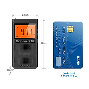 Greadio AM/FM Weather Alert Radio, Portable Transistor NOAA Radio with Best Reception, Battery Operated by 2 AAA batteries, LCD Display,Earphone Jack,Time Setting Pocket Radio for Home,Walking,Running