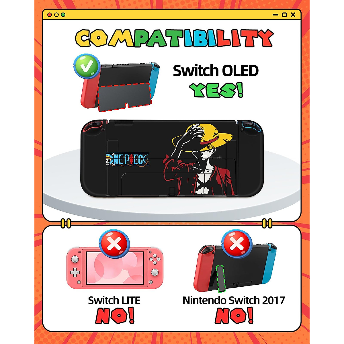 Xinocy (2in1 for Nintendo Switch OLED Case +24 Switch Game Holder Cute Cartoon Anime Slim Protective Cases Soft Shell for Kids Boys Teens Girls Girly Design Funny Manga Covers