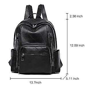 XIA WEI SI Women's Backpack Purses Multipurpose Vintage Handbag Shoulder Bag PU Leather Fashion Travel bag (Black)