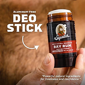 Dr. Squatch Natural Deodorant for Men – Odor-Squatching Men's Deodorant Aluminum Free - Alpine Sage + Bay Rum (2.65 oz, 2 Pack)