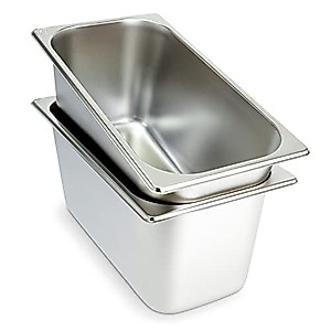 2 Pack Steamer Table Chafer Pans, 6-Inches Deep, 1/3 Size Stainless Steel Steam Table Pan with Reinforced Corners for Buffet, Catering, Hot/Cold Foods (13 x 7 Inches)