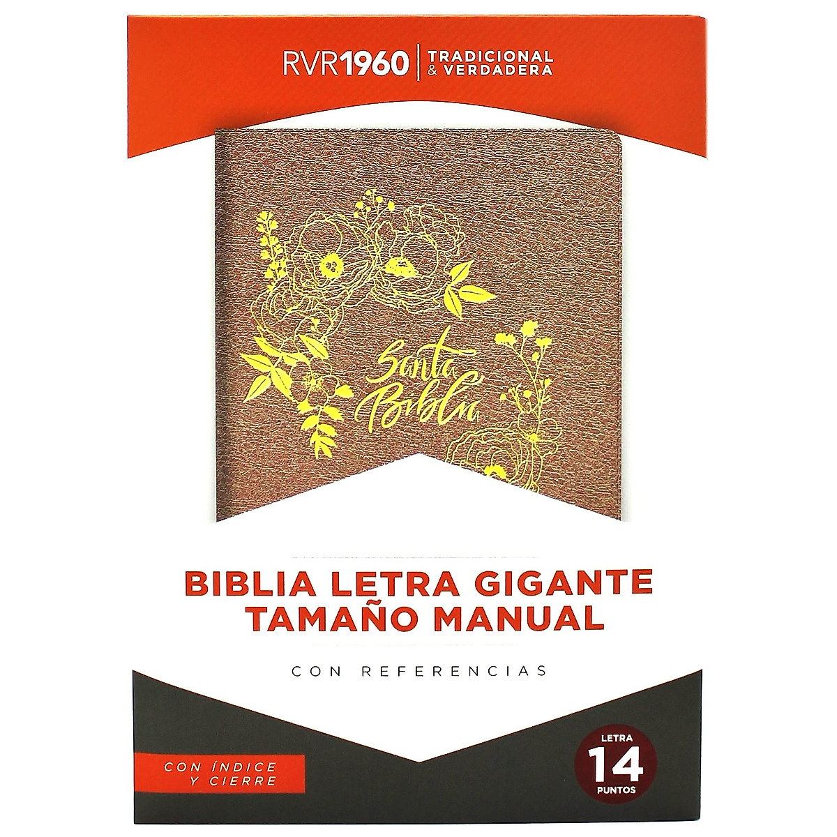 Biblia para Mujeres Reina Valera 1960 Letra Gigante de 14 Puntos Tamano Manual con Cierre y Indice Semil Piel Color Rosa Perla con Dorado Edicion Limitada