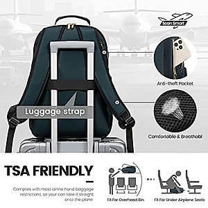 LOVEVOOK Laptop Backpack for Women 15.6 inch,Cute Womens Travel Backpack Purse,Professional Laptop Computer Bag,Waterproof Work Business College Teacher Bags Carry on Backpack with USB Port,Blue-green