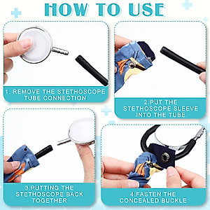 6 Pieces Stethoscope Cover Scrunchie 6 Kinds of Patterns Colors Cloth Stethoscope Sleeve Compatible with Your Stethoscope or Others with Removable Tube Stethoscope Covers for Nurses Doctors