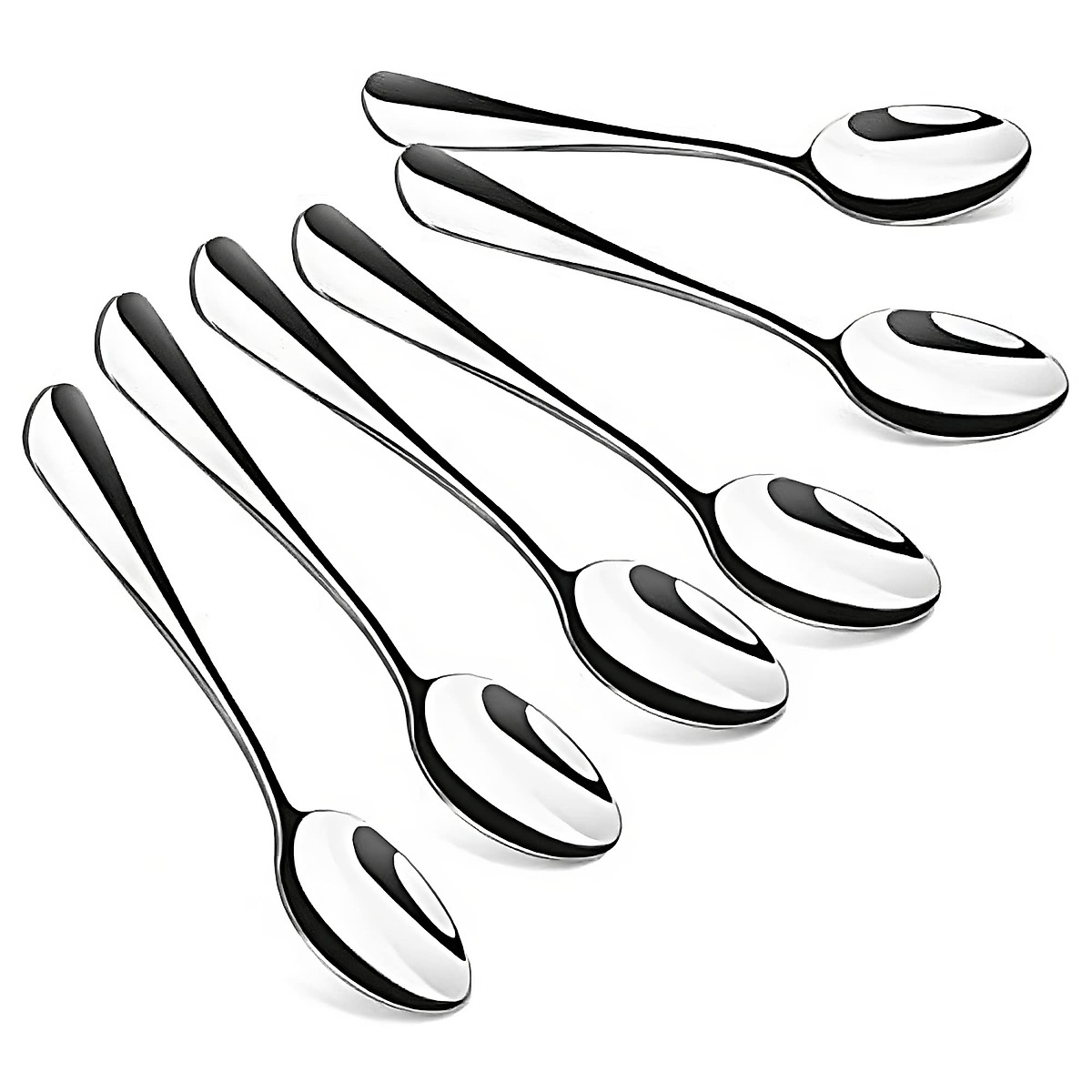 yasheng Mini 18/10 Stainless Steel Bistro Spoon 12.5 cm (4.9 Inch), Set of 6
