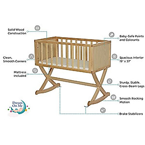 Dream On Me Luna/Haven Cradle, Natural , 37x19x31.5 Inch (Pack of 1)