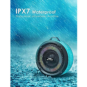 SKYWING Soundace S6 IPX7 Waterproof Shower Speaker 5W Bass+ Bluetooth Speaker with Suction Cup Hook Lanyard RGB Light, Premium Mini Portable Outdoor Wireless Speaker for Bike Pool Beach