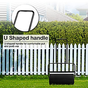 Outvita Lawn Roller, 10 Gallons Water and Sand Filled Garden Drum Roller with U Shaped Handle Tow beind Sod Roller for Planting, Seeding(Black)