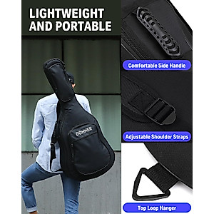 Donner 36 Inch Acoustic Guitar Case, 0.4 Inch Thick Padding Sponge 600D Ripstop Waterproof Nylon Soft Guitar Gig Bag with 3 Pockets and Back Hanger Loop, Black